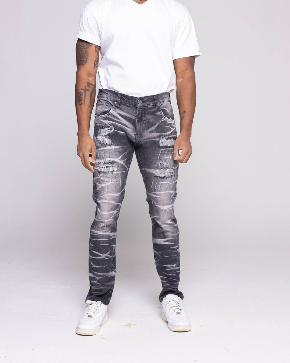 EV-330207 MEN'S SLIM RIP & REPAIR LEGACY DENIM JEAN – Bluecollection.com